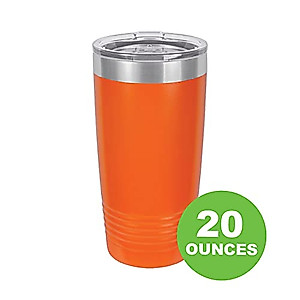 20-Ounce Vacuum Insulated Stainless Steel Tumbler Customized Etched Double-Walled Laser Engraved Coffee Orange BPA-Free Mug, Lid, License to drill Dentist, Personalized Hot/Cold Insulated
