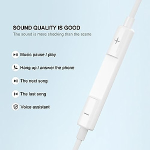 Apple Earbuds/Wired Earphones/iPhone Headphones with Lightning Connector[Apple MFi Certified] Built-in Microphone &Volume Control,Phone Calls,Compatible with iPhone 14/13/12/11, Support All iOS Syste