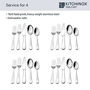 Kitchinox Alton Bay Satin 20-piece Stainless Steel Silverware Set, Flatware Service for 4