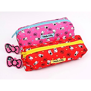 Bandal & Neoul Kitty's Pink & Red Writing Instrument Pouch with Bold Zipper (Pink)
