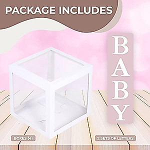Baby Boxes with Letters for Baby Shower - Baby Shower Decorations of 4 White Blocks, 8 Letters, Perfect Party Decor