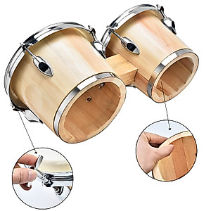 LeSage Bongos Drum for Kids Adults Beginner Bongos 7 in and 8 in Natural Wood Bongo Set Real Skin Drum Head with Tuning Key Bongo Drumset