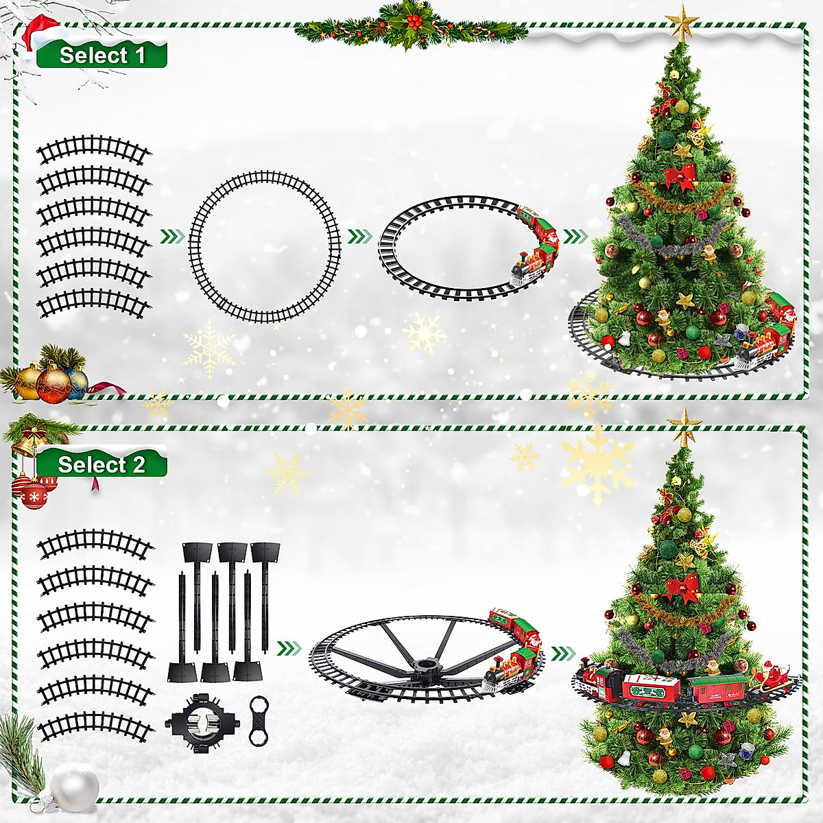 Neragron Christmas Tree Train Set, Electric Train Toys with Light &Sounds, Christmas Toy Train Gifts for Kids (On The Christmas Tree)