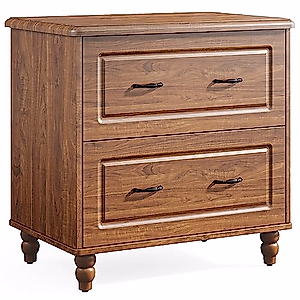 LITTLE TREE 2 Drawer Wood Lateral Filing Cabinet with Solid Wooden Legs,File Storage Cabinet with Anti-tilt Mechanism for Home Office