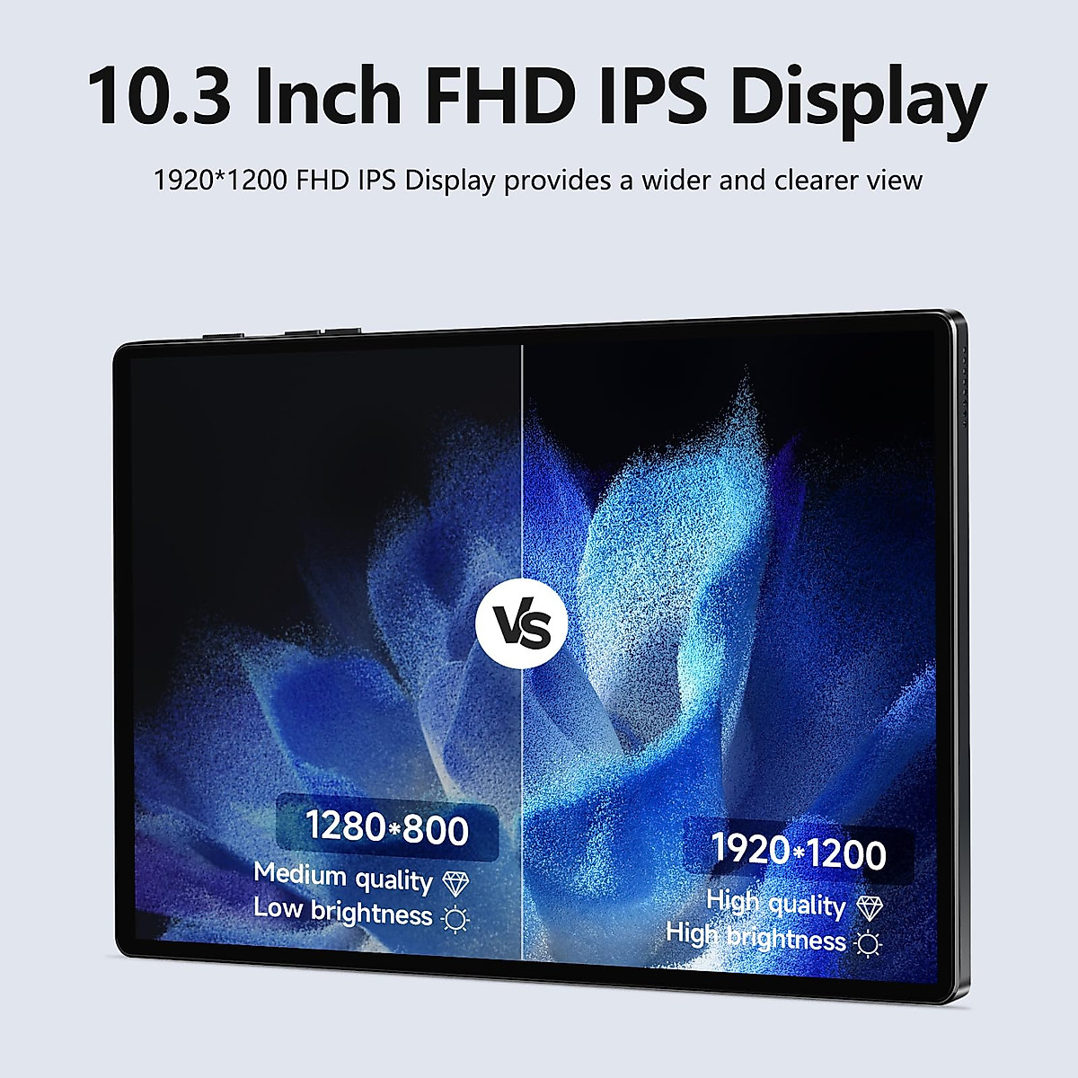 Latest Android Tablet with Eye Protection,3GB RAM,32GB ROM, 1TB Expand,Octa Core,10.3 Inch 1920x1200 FHD IPS Screen,10 Hour Battery,5+13MP,Dual Sim Card Slot,2.4/5G WiFi,Bluetooth 5.0,GPS,Gray