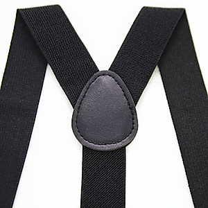 JEMYGINS Black Suspender and Silk Skinny Tie Sets for Men Slim Necktie (Black)