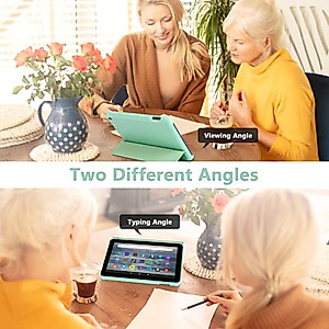 2022 Fire 7 Tablet Case, All-New Kindle Fire 7 Tablet 12th Gen Case, Slim Folding Trifold Cover - Two Stand Angles - Auto Wake/Sleep Case (Mint Green)