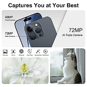 ExAchat A14 5G Unlocked Smartphone 6.82" FHD+ Display 90Hz, 72MP Camera 6800mAh,4GB+128GB/256GB Dual SIM Cell Phone Unlocked Fingerprint/Face ID