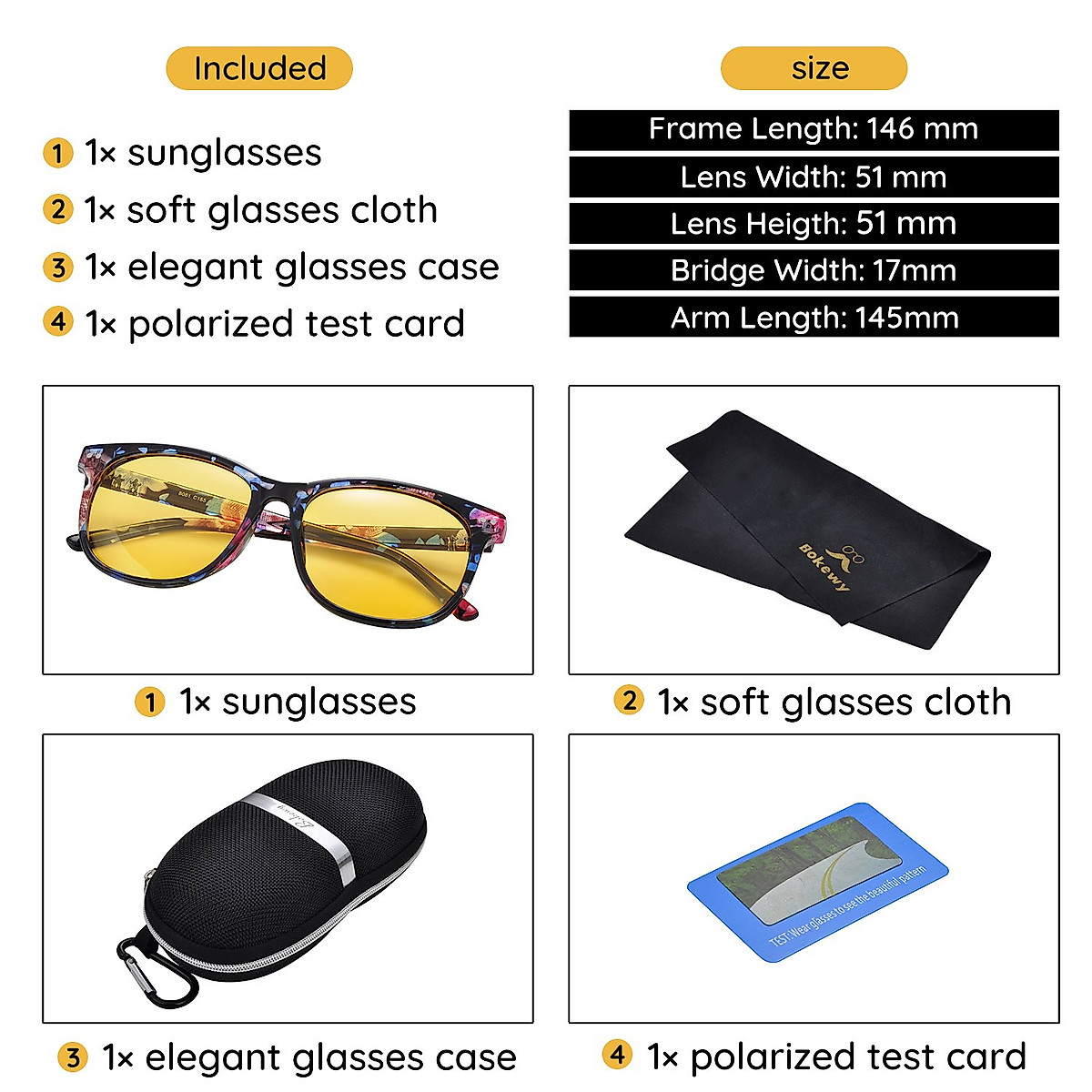 Night Vision Driving Glasses Polarized Anti-glare Clear Sun Glasses Men & Women Fashion(Floral)