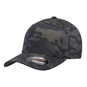 Flexfit Multicam Camo 6 Panel Baseball Cap Officially Licensed Multi-Cam 2 Patterns Black Camo or Green Camo (Large/X-Large, Black Multicam)