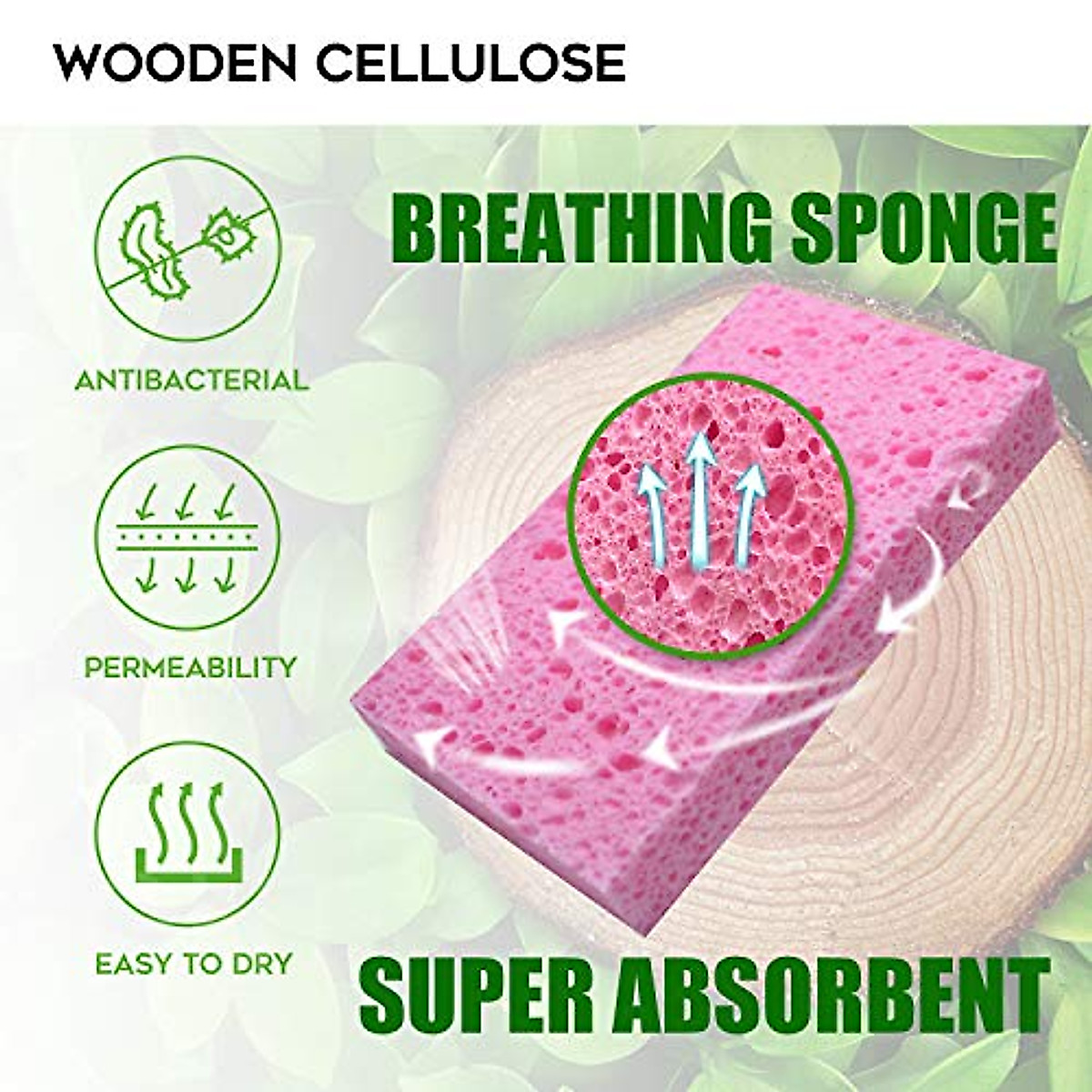 Compressed Cellulose Kitchen Sponges 12Pack，Non-Scratch Biodegradable Natural Colorful Sponge Scrub for Dishes Cleaning,Funny DIY Sponge for Kids