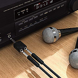 Jelanry 1/4" 6.35mm Stereo Plug Male to Dual 1/4" 6.35mm Jack Female Splitter Adapter, Dual 6.5mm Jack Adapter Audio Y Cable Splitter for Guitar, Microphone, Amplifier TAA Compliant Black 2Pack