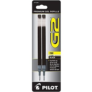 Pilot G2 Gel Ink Refill, 2-Pack for Rolling Ball Pens, Fine Point, Black Ink (77240)