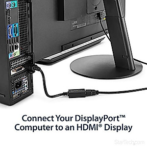 StarTech.com DisplayPort to HDMI Adapter - DP 1.2 to HDMI Video Converter 1080p - DP to HDMI Monitor/TV/Display Cable Adapter Dongle - Passive DP to HDMI Adapter - Latching DP Connector (DP2HDMI2)