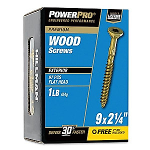 Power Pro Premium Exterior Wood Screws (#9 x 2-1/4") - 1lb Box