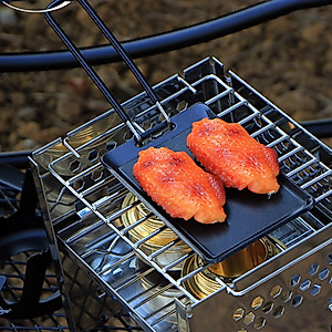 Mini BBQ Pan, Barbecue Tray Iron Portable Compact Easy to Clean BBQ Grill Pan Barbecue Plate Camping Grill Pan for Camping Home Outdoor BBQ Grill Pan Portable with Storage Bag Baking Plate