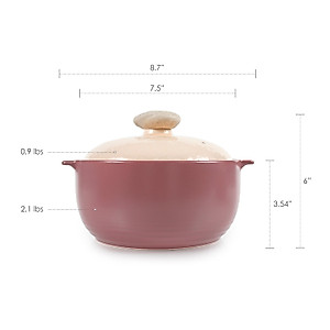 Neoflam Kiesel 1.5qt Non-Stick Ceramic Casserole Pot, Dutch Oven, Clay Pot, Stockpot for Stew, Soup, Steam, Scratch Resistant, Oven Safe, Heat Resistant, Lilac
