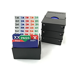 Jannersten Bid Buddy (Black) - Set of 4 Bridge Bidding Boxes with Cards + 200 Contract Bridge Score Sheets