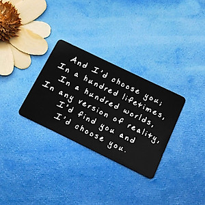 Engraved Wallet Insert Card Husband Gifts from Wife Boyfriend Gifts Anniversary Valentines Gifts for Men I'd choose you Metal Cards Birthday Card Gifts for Husband Wedding Day Gift for Groom Fiance