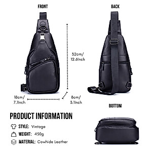 Leather Sling Bag Small Purse for Men Women Crossbady Bag Chest Bags Shoulder Backpack Cross Body Man Womens Water Resistant Vintage