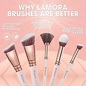 Pro Face Contour Brush Set - Synthetic Contouring Sculpting and Highlighting Kit - Cream Blush Powder Flat Nose Cheek Round Small Angled Fan Tapered Precision Kabuki Foundation Makeup Brushes