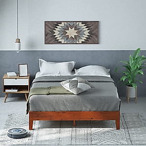 ZINUS Wen Deluxe Wood Platform Bed Frame / Solid Wood Foundation / Wood Slat Support / No Box Spring Needed / Easy Assembly, King