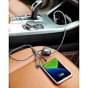 Multi Charging Cable 2 Pack 3FT, 4 in 1 Retractable Multiple Charger Cord Multi USB Cable Adapter with Dual Lightning/Type C/Micro USB Port for iPhone/Samsung Galaxy/Pixel/Phones/Tablets and More