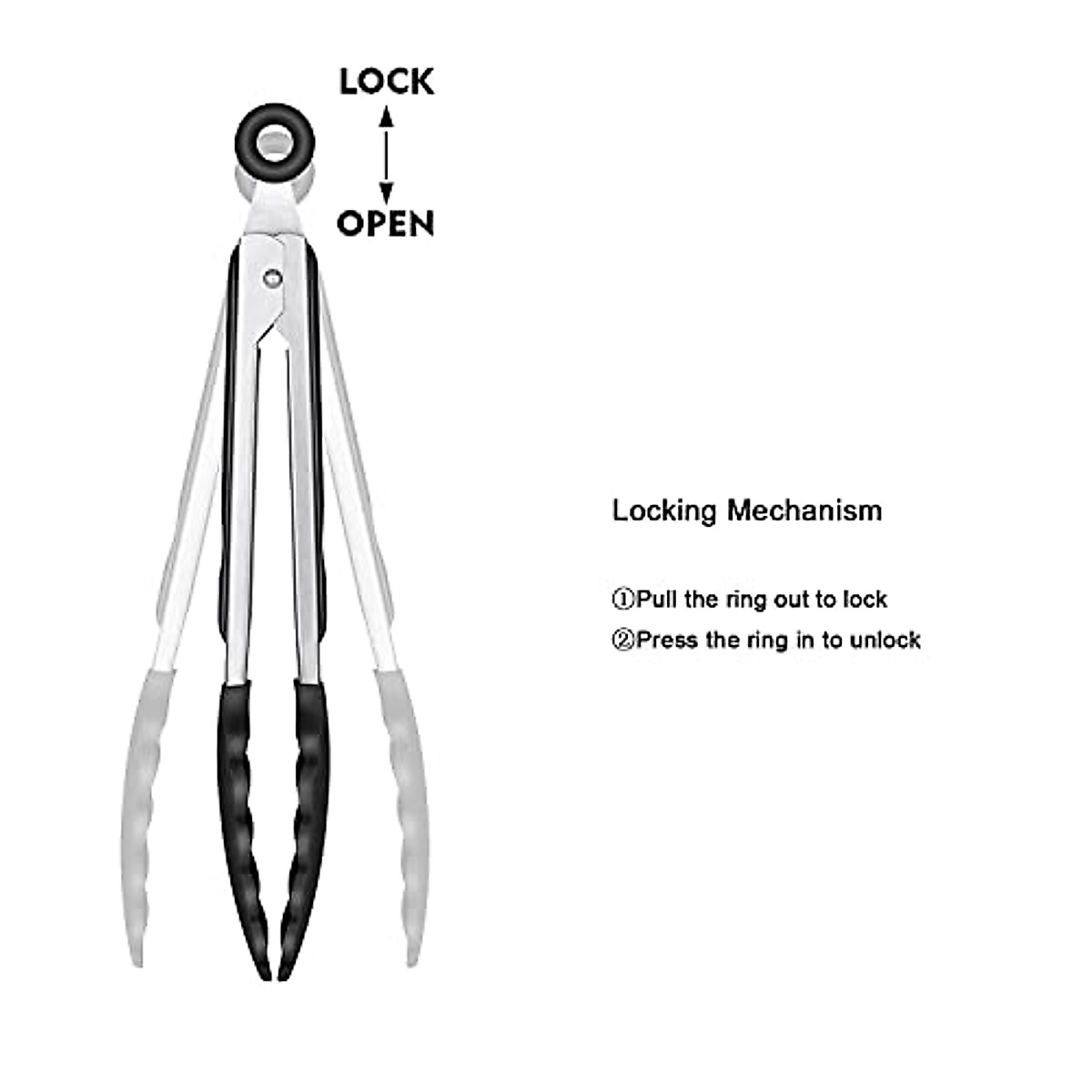 4 Pack Silicone Kitchen Cooking Tongs Set, Stainless Steel Nonstick Food Tong with BPA Free Silicone Tips for Serving Pasta Spaghetti Steak Pie Pizza Salad Vegetable Fruit Grilling BBQ Buffet 9" & 12"