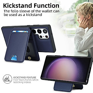 Ｈａｖａｙａ for Galaxy S23 Ultra case magsafe Compatible Samsung Galaxy S23 Ultra case Magnetic with Card Holder S23 Ultra Leather Phone case Magnetic Wallet Detachable for Men-Blue