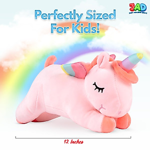 JUST AMAZING DEALS Unicorn Stuffed Animals Set of Two (2) Plushies, 12 inch, Big Cuddly Soft Cute Pink White Rainbow Lovable Alicorn Birthday Gifts Pillows Toys for Girls