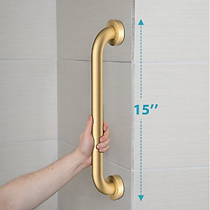 Esnbia 15“ Grab Bar Handle for Bathroom Toilet Bathtubs and Showers, Brushed Gold