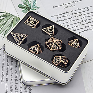 DND Dice Set Polyhedral Metal Dice Dungeons and Dragons Ttrpg Role Playing Game D&D Dice Set 7pcs D8 D4 D12 D20 & D10(Random distribution color Ancient-leaden Grey or Ancient red copper)