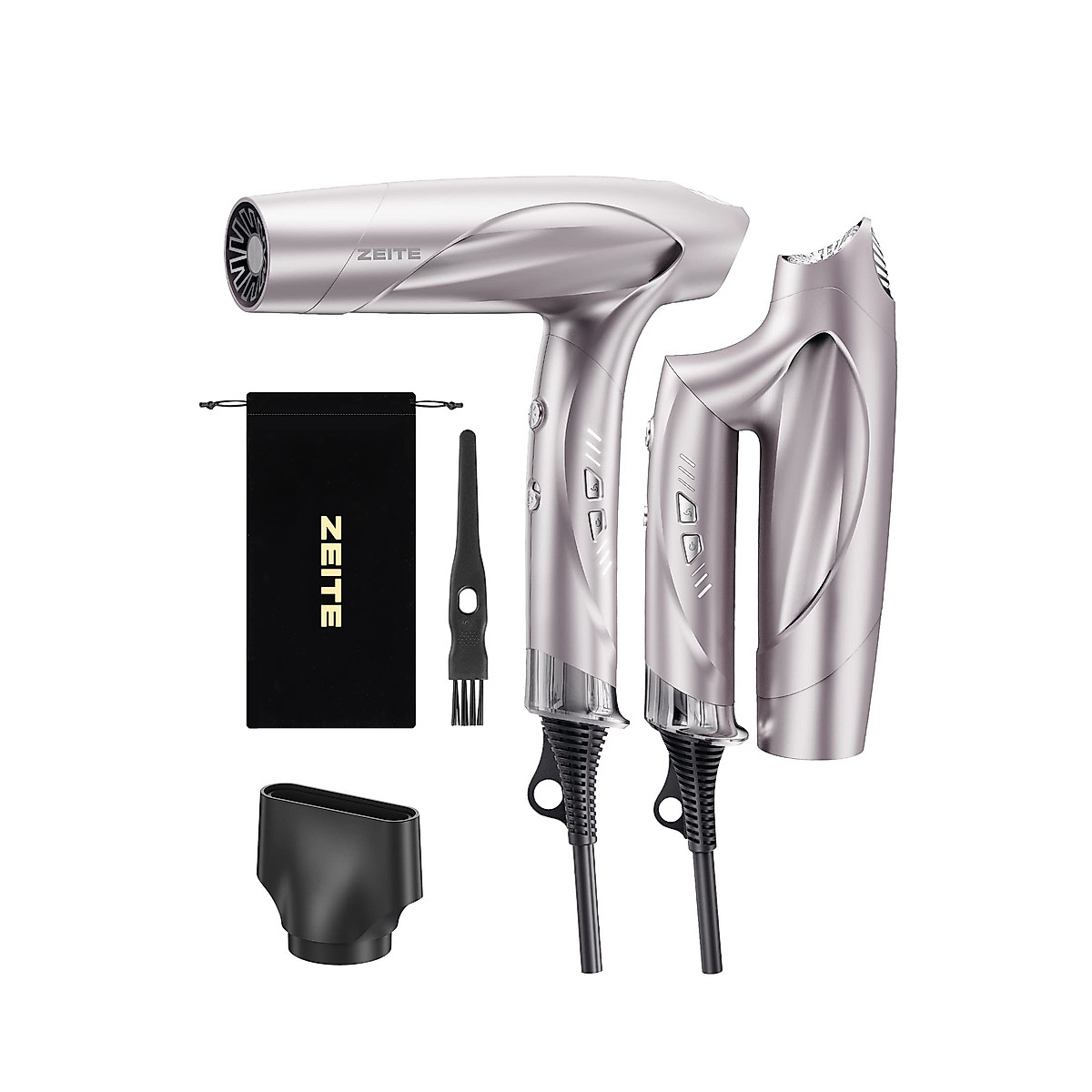 ZEITE Professional Fast Drying Hair Dryer with Foldable Handle,Ionic Blow Dryer,High Speed Low Noise,Magnetic Nozzle,for Home Travel and Salon