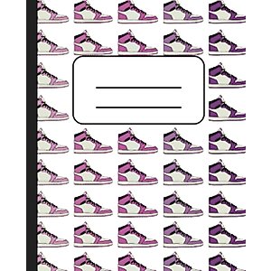Purple Sneaker Basketball Shoe Design Composition Notebook for Kids, Teens, Adults | Wide Ruled Notebook | 111 Pages 7.5 x 9.25 |