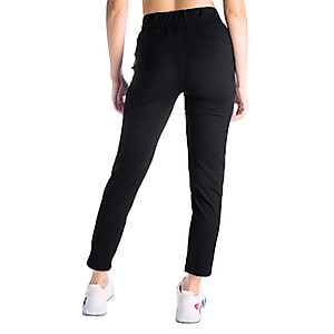 Yogipace Petite Women's 7/8 On The Fly Pants Drawstring Casual Lounge Joggers Travel Sweatpants,Black,24",Size XXL