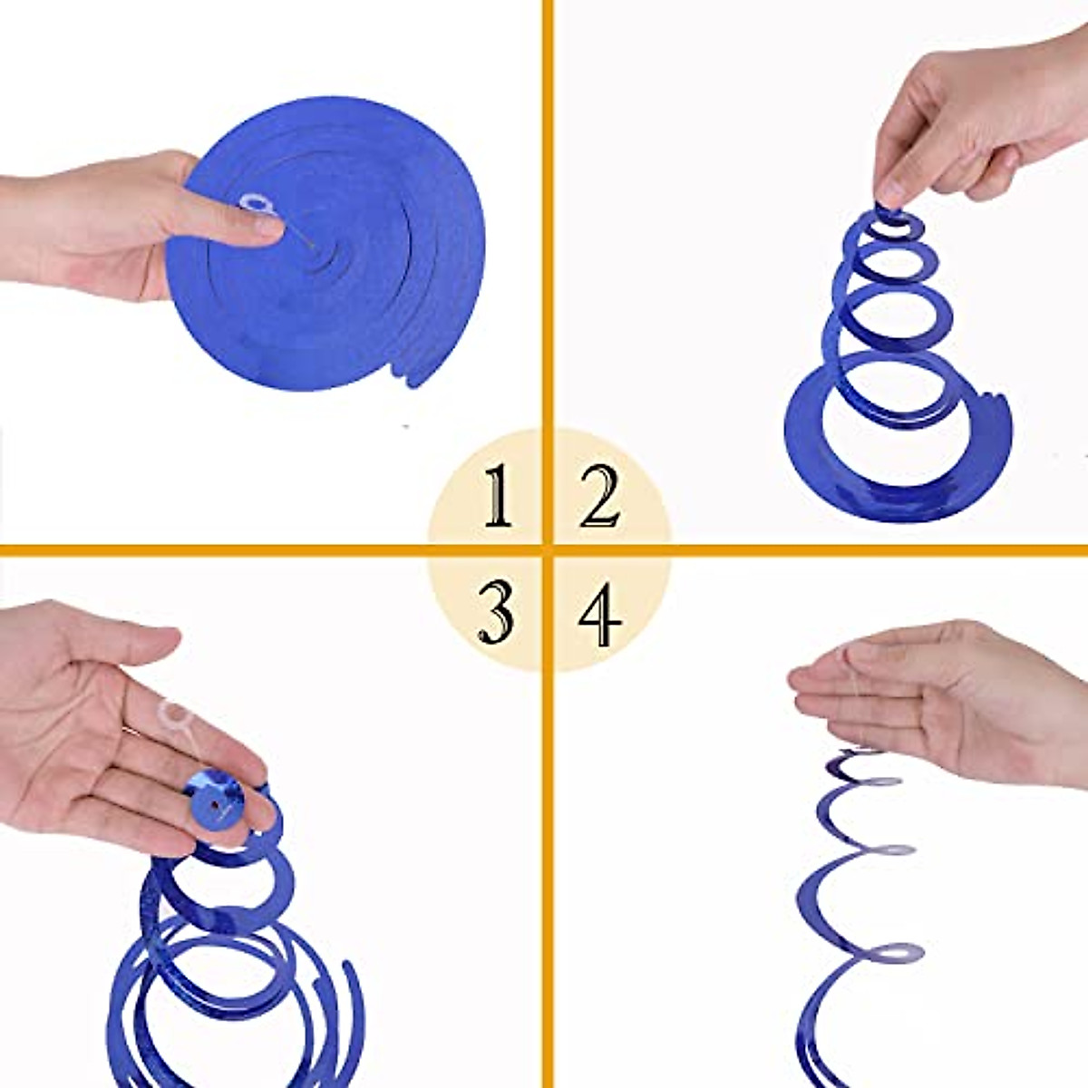 30 Pieces Blue Foil Ceiling Hanging Party Swirl Decorations Plastic Streamers Photo Backdrop for Birthday Graduation Wedding Baby Shower Wedding Bachelorette Galaxy Theme Party Decorations