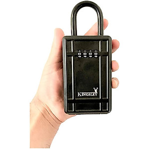 Kingsley KL313 Large Capacity Key Storage Box with Resettable Code, Water Resistant Realtor Key Lock Box for Spare Keys, Lock Box for Home, Apartment, AirBnB