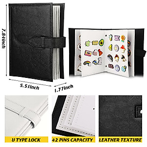 2 Pieces Enamel Pin Display Book Pin Trading Book Leather Pin Holder Collectible Pins Enamel Pin Book Travel Pins Organizer for Kids Girls Women (Black, White)