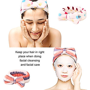 8 Pack Spa Bow Headbands, Coral Fleece Makeup Cosmetic Headband for Washing Face, Shower Terry Cloth Hair Band for Women Facial