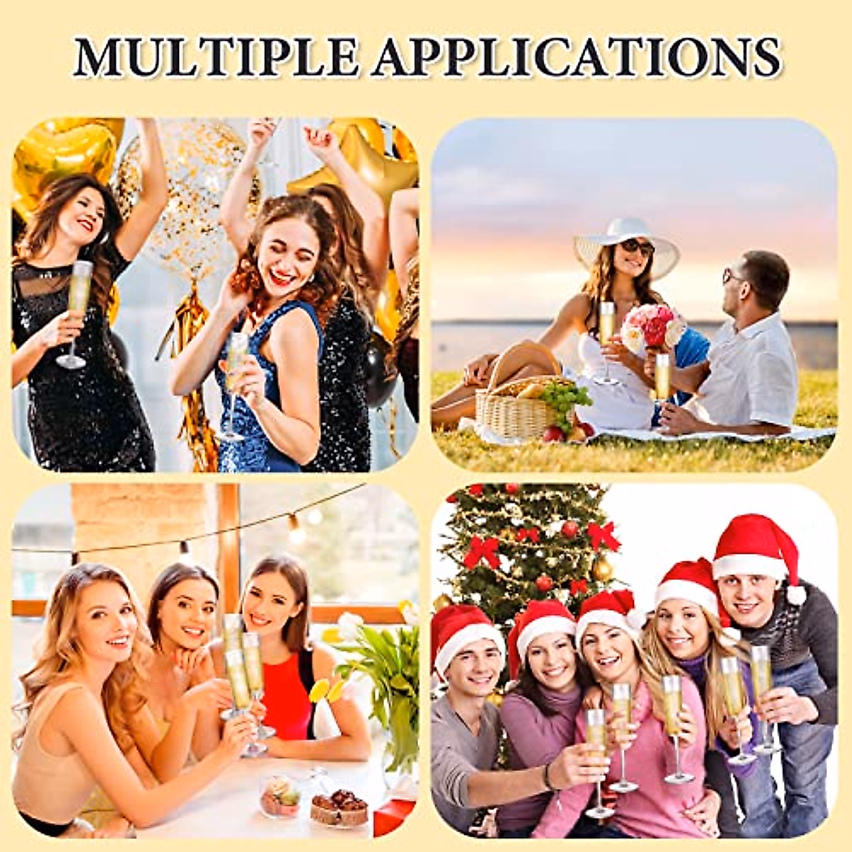 Champagne Flutes Goblets Plastic Acrylic Wine Toasting Goblets Crystal Disposable Cocktail Cups Drinkware Reusable For Christmas Party Wedding Birthday Anniversary(Clear,12 Pieces)