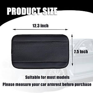 UGSHY Pack-1 Universal Car Armrest Box Mat, Fiber Leather Embossing, Waterproof Armrest Cover Center Console Mat, Fit for Most Car, SUVs, Truck (Black)
