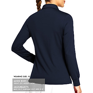 ISEEGZ Golf Polo Shirts for Women, Women's Long Sleeve Shirt Blouses, Dressy and Casual Women's Tops for Daily Work Sports, Comfortable Fitted & Quick Dry Apparel