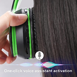 IFECCO Wireless Bluetooth Headphones Over Ear with Build-in Microphone and 3.5mm Cable for Wired Headset Mode with Comfortable Soft Earpads Long Battery Life HD Stereo Sound (Green)