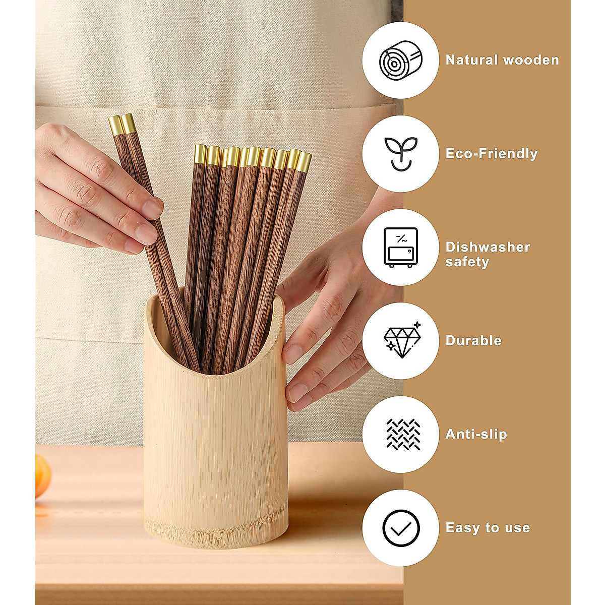 LOROTOCO 100 Pairs Wooden Chopsticks | Reusable | Dishwasher Safe | Bulk | Chinese- （9.84in）