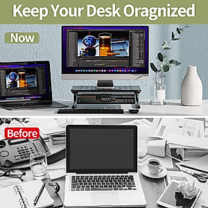Zimilar Monitor Stand Riser with Metal Drawer, Monitor Riser for Computer, Laptop, Printer, Notebook, iMac, Premium Metal Computer Monitor Stand with Storage