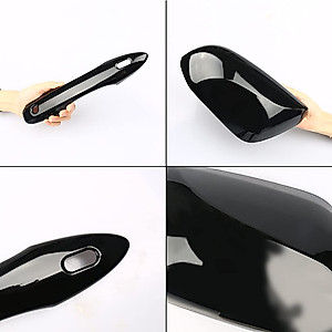 sportuli Black Side Door Mirror Caps + Door Handle Covers Replace for 2018 2019 2020 2021 2022 2023 2024 Toyota Camry Accessories, with Smart Key Holes (Black)