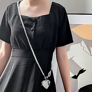 Wiwpar Waist Chain for Women Pearl Dress Belt Stylish Long Pearl Chain for Clothing Heart Mirror Accessories