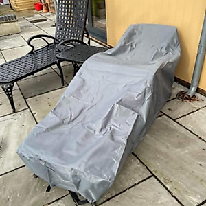 Patio Chaise Lounge Cover Grey Skyour Waterproof Heavy Duty Outdoor Recliner Cover SUN Pool Bench Chaise Longue Chair Furniture Covers for Garden Yard (2)