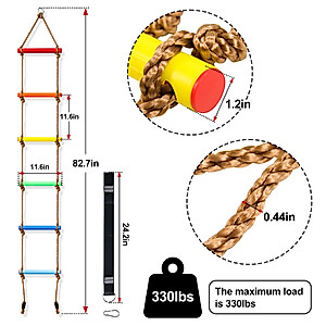 Perantlb 6.8ft Climbing Rope Ladder for Kids or Adult - Climbing Game for Swing Accessories - Tree House, Playground, Play Set for Boys Children