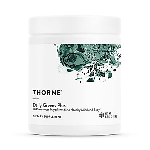 Thorne Daily Greens Plus - Comprehensive Greens Powder with Matcha, Spirulina, Moringa and Adaptogen, Mushroom and Antioxidant Blends - Refreshing, Mint Flavor 6.7 Oz - 30 Servings